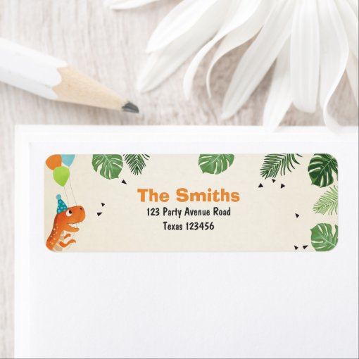 Dinosaur Return Address Labels Dino Party Boy | Zazzle