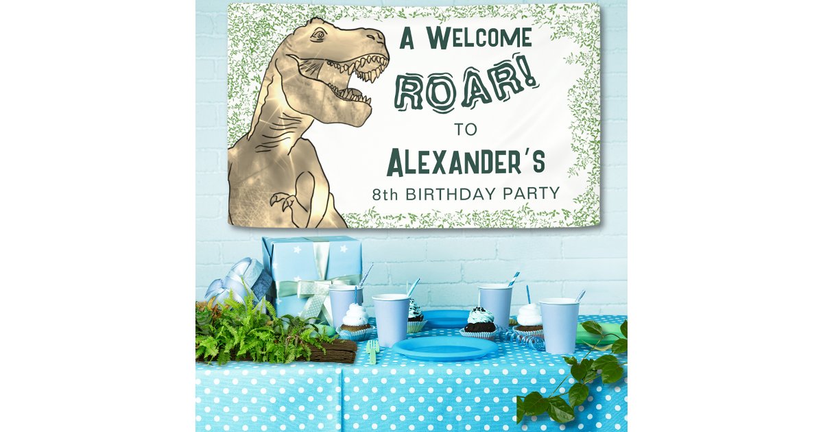 Dinosaur Roar 8th Birthday Party welcome Banner | Zazzle