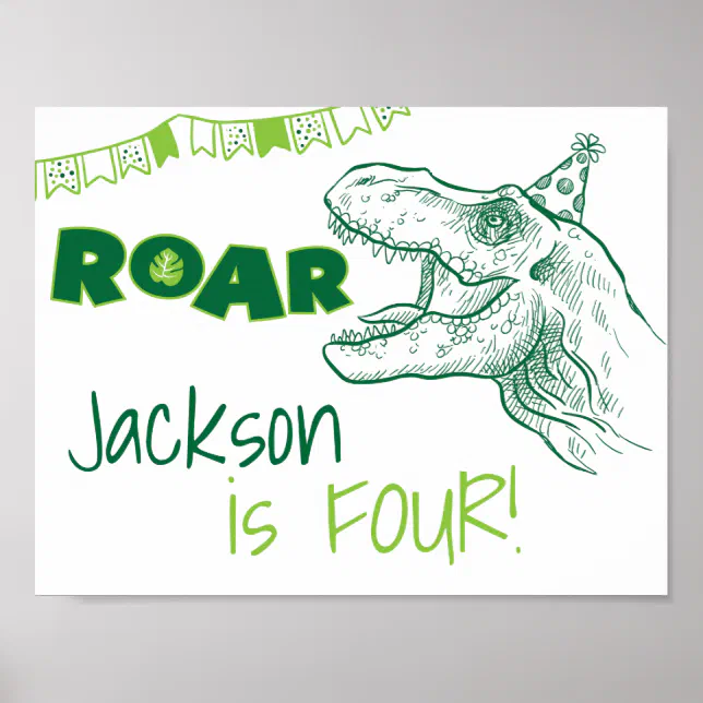 Dinosaur Roar Birthday Sign | Zazzle