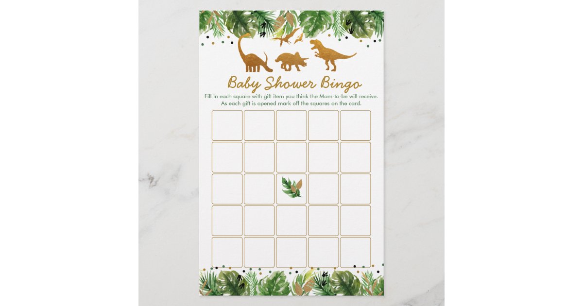 Dinosaur Safari Baby Shower Bingo Game | Zazzle