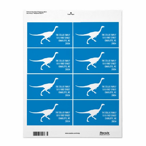 Dinosaur Silhouette Custom Color Address Label | Zazzle