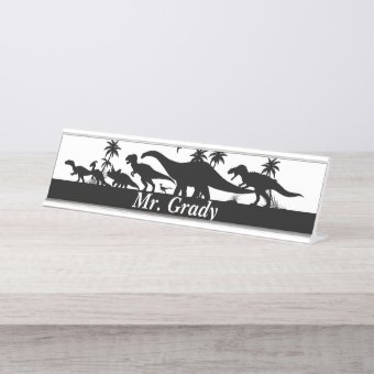 Dinosaur Silhouettes Desk Name Plate | Zazzle