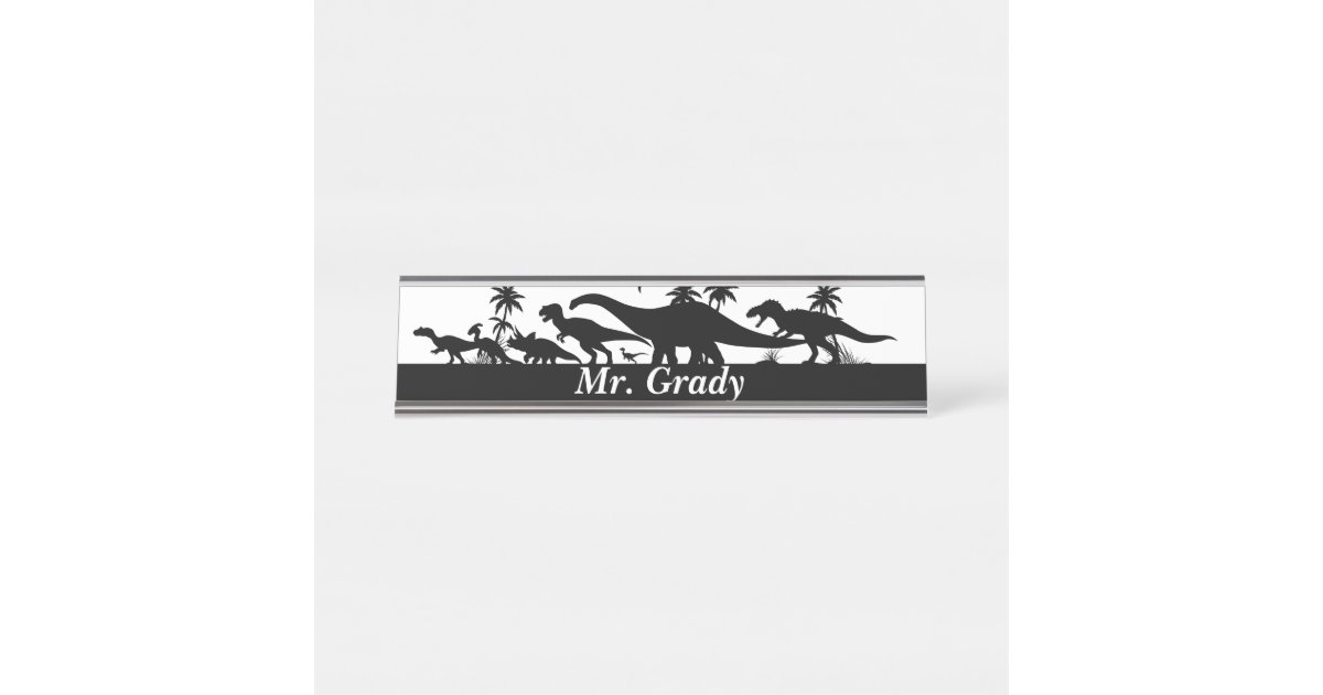 Dinosaur Silhouettes Desk Name Plate | Zazzle