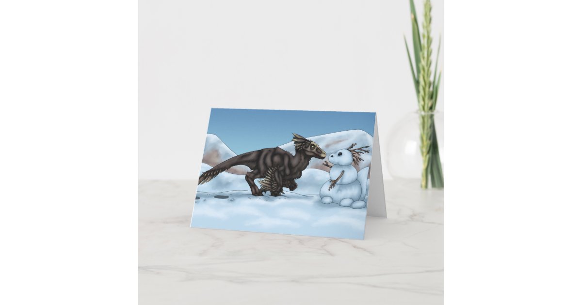 Dinosaur Snowman Card | Zazzle