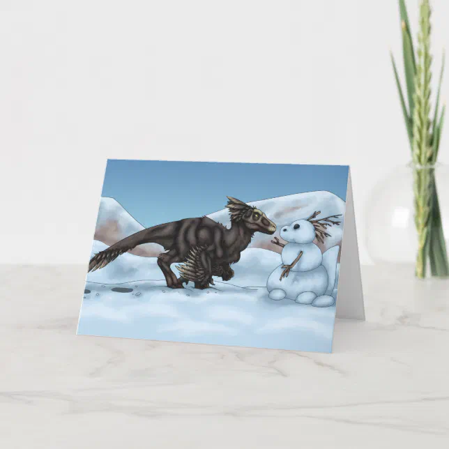 Dinosaur Snowman Card | Zazzle