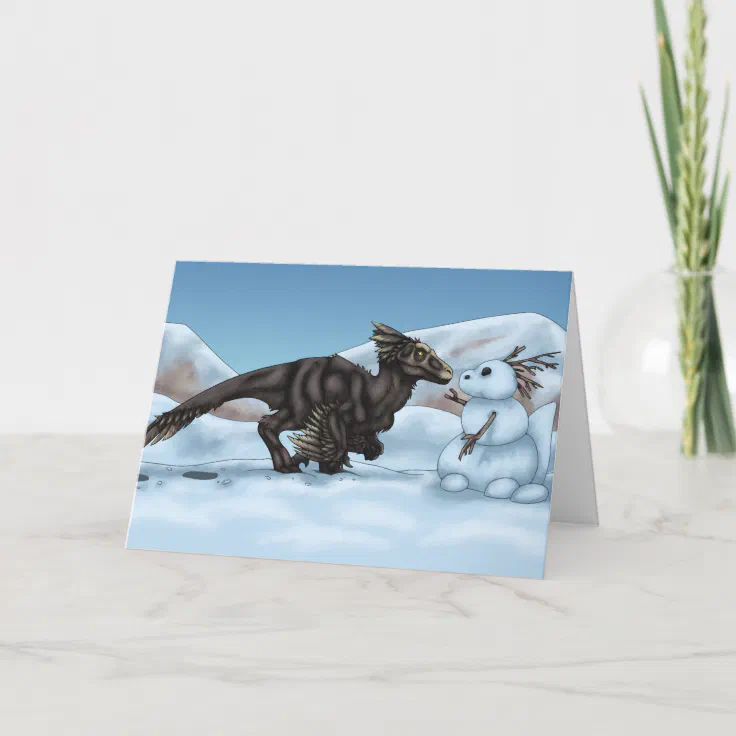 Dinosaur Snowman Card | Zazzle