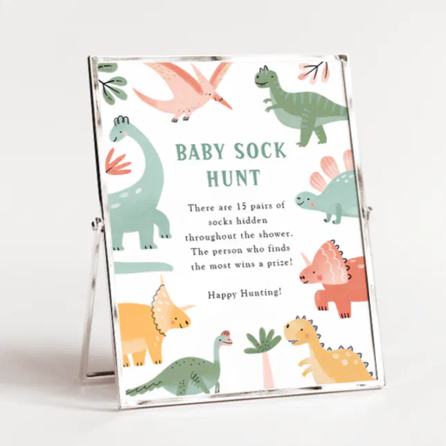 Dinosaur Sock Hunt Poster | Zazzle