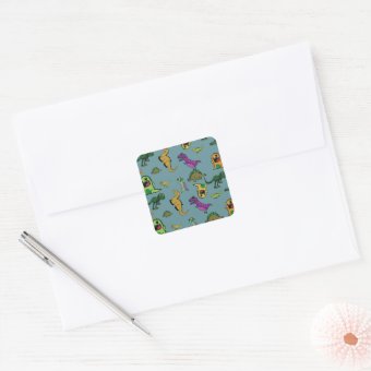 Dinosaur Square Sticker | Zazzle