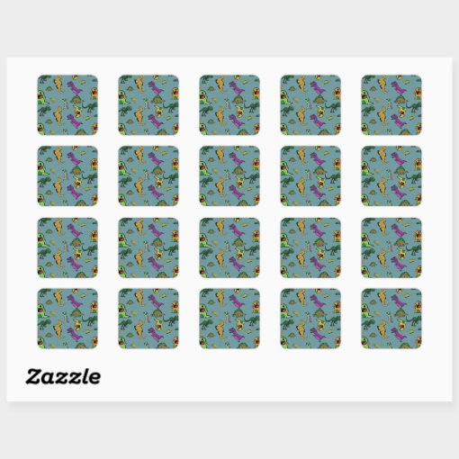 Dinosaur Square Sticker | Zazzle