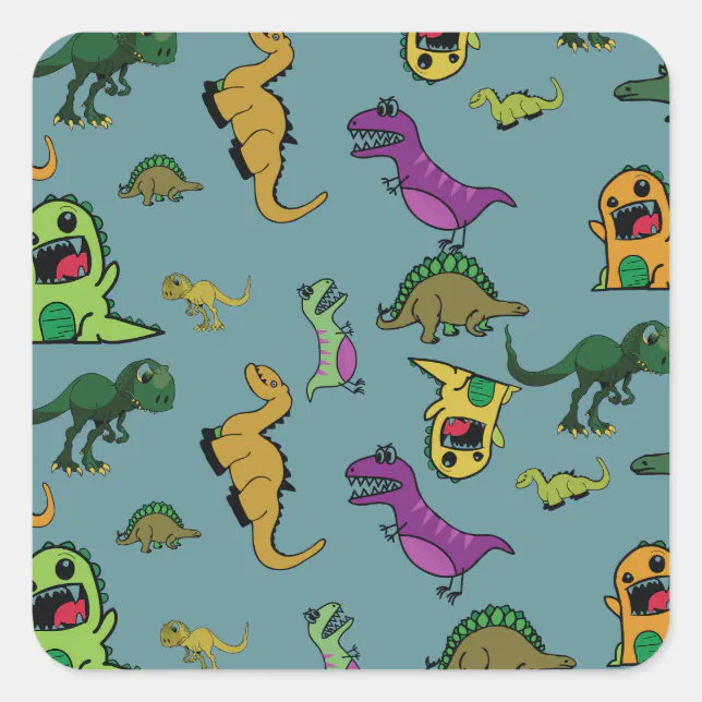 Dinosaur Square Sticker | Zazzle
