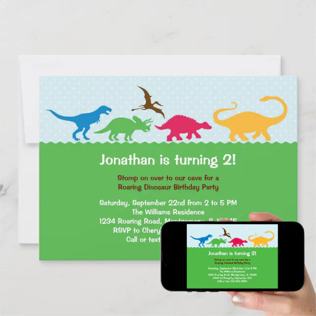 Dinosaur Stampede Birthday Party Invitation | Zazzle