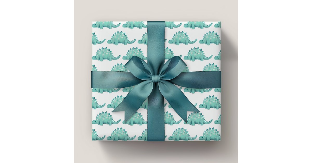 Dinosaur Stegosaurus Kids Birthday Wrapping Paper Sheets | Zazzle