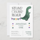 Dinosaur Stomp Chomp Roar 1st Birthday Party Invitation | Zazzle