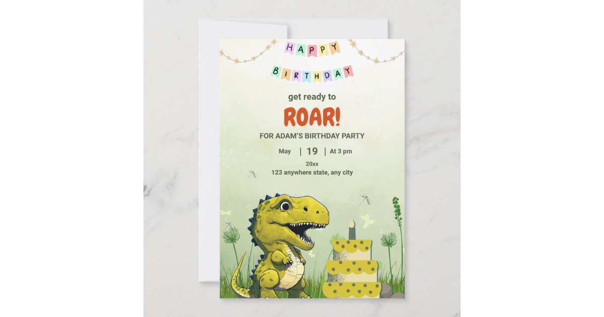 Dinosaur T rex Birthday Invitation boy T-Rex party | Zazzle