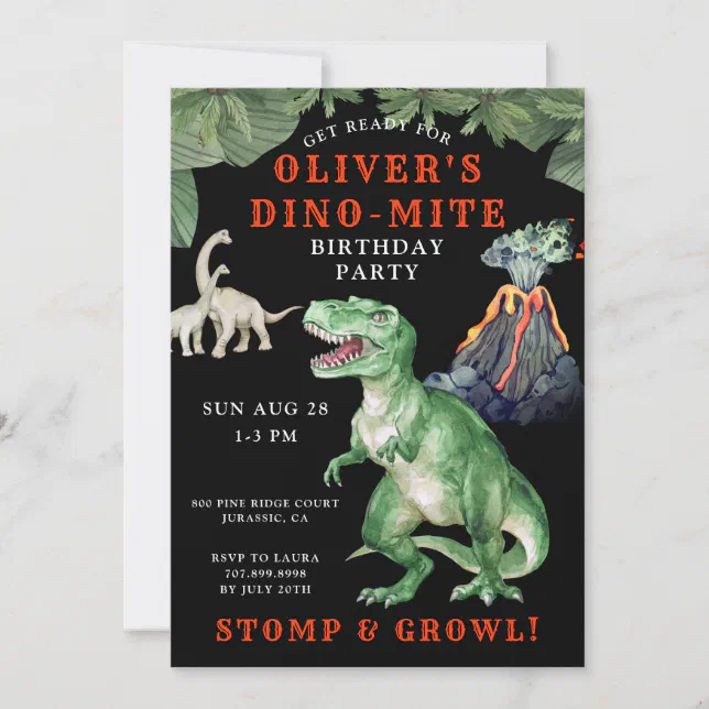 Dinosaur T Rex Birthday Party Invitation | Zazzle