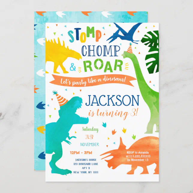 Dinosaur T-rex Birthday Party Invitations | Zazzle