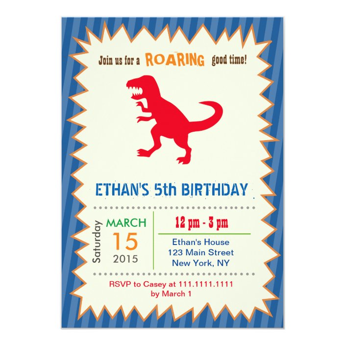 Dinosaur T Rex Birthday Party Invitations | Zazzle.com