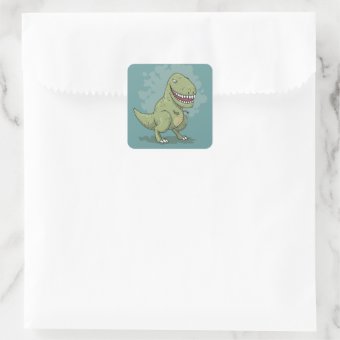 Dinosaur T Rex Cartoon Square Sticker | Zazzle