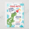 Dinosaur T-Rex Dino Mite Pool Bash Boy Blue Party Invitation | Zazzle