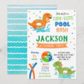Dinosaur T-rex Pool Party Birthday Invitations | Zazzle
