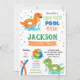 Dinosaur T-rex Pool Party Birthday Invitations | Zazzle