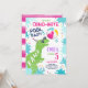Dinosaur T-Rex Pool Party Girl Pink Birthday Invitation | Zazzle