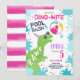 Dinosaur T-Rex Pool Party Girl Pink Birthday Invitation | Zazzle