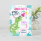 Dinosaur T-Rex Pool Party Girl Pink Birthday Invitation | Zazzle