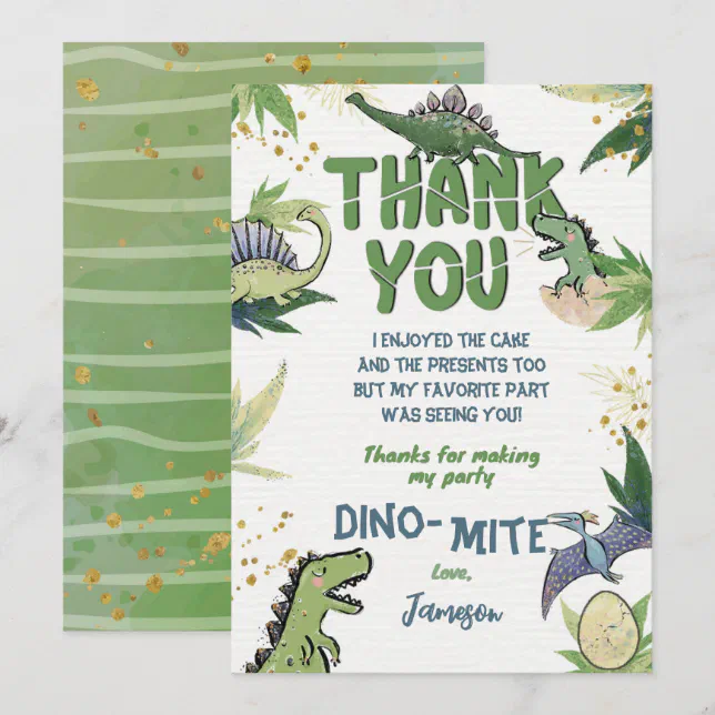 Dinosaur Thank You Card | Zazzle