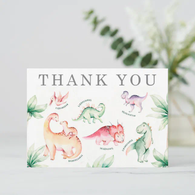 Dinosaur Thank you card | Zazzle
