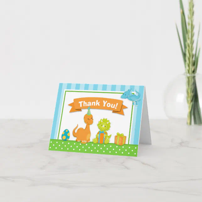 Dinosaur Thank You Card Folded Note Card | Zazzle