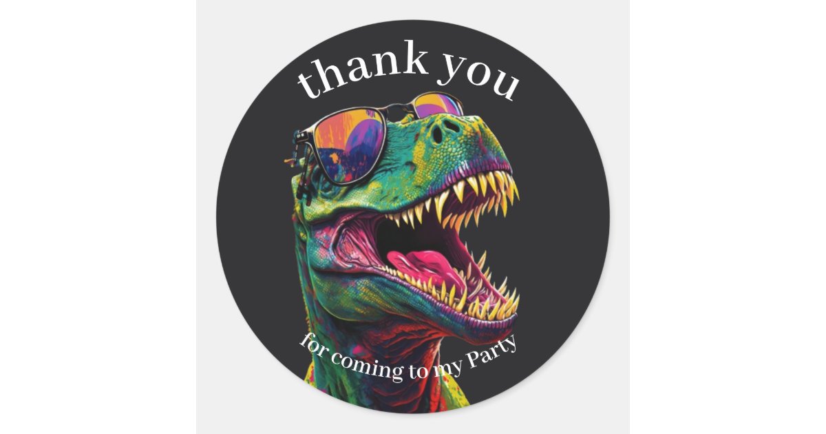 Dinosaur Thank You kids Classic Round Sticker | Zazzle