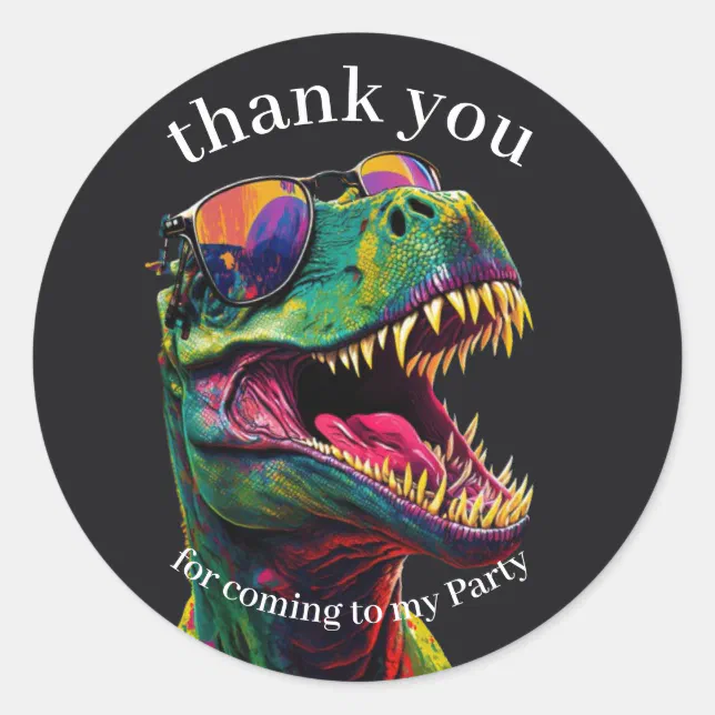 Dinosaur Thank You kids Classic Round Sticker | Zazzle