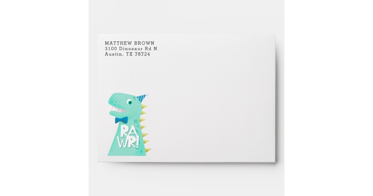 Dinosaur Theme Birthday Envelope | Zazzle