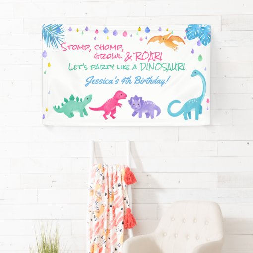 Dinosaur Theme Party Banner | Zazzle