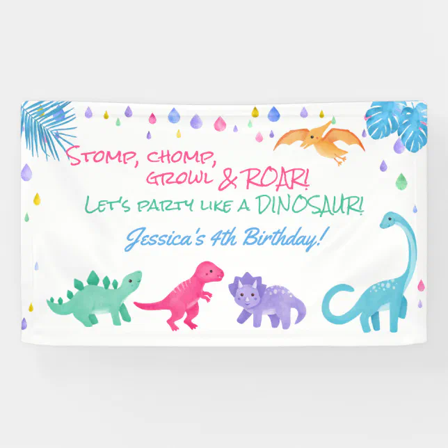 Dinosaur Theme Party Banner | Zazzle
