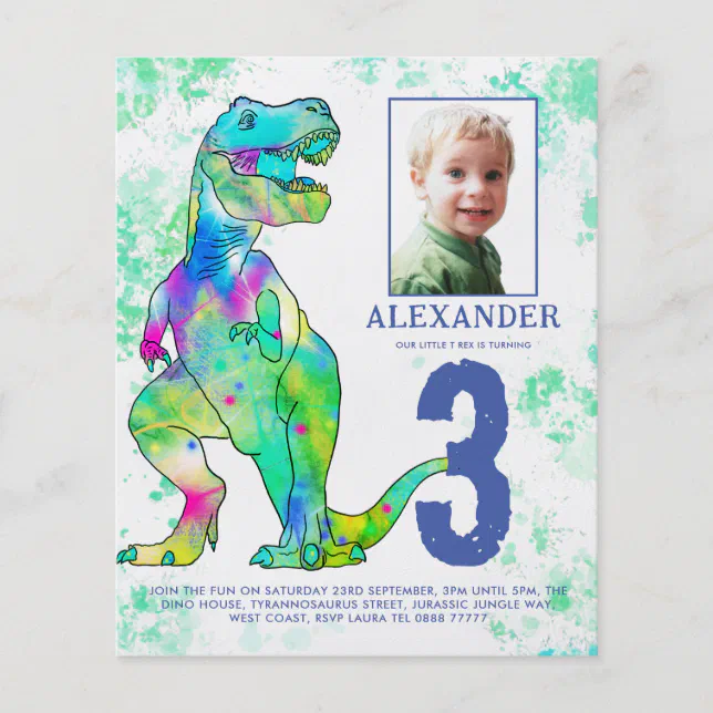 Dinosaur themed Birthday Party Photo Budget Flyer | Zazzle
