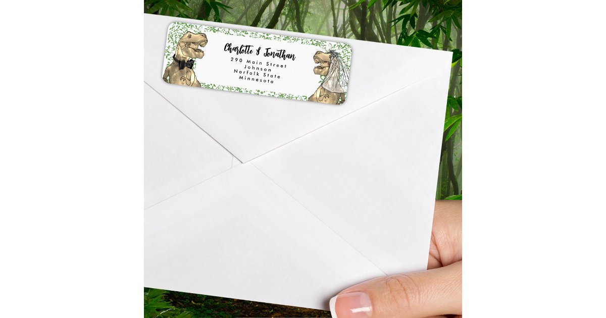 Dinosaur Themed Wedding Return Address Label | Zazzle