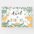 Dinosaur Three Rex Dino Backdrop Banner Birthday | Zazzle