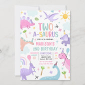 Dinosaur Two-A-Saurus 2nd Birthday Party Invitation | Zazzle