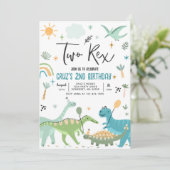 Dinosaur Two Rex 2nd Birthday Party Invitation | Zazzle