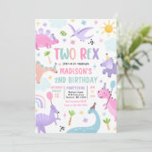 Dinosaur Two Rex 2nd Birthday Party Invitation | Zazzle