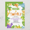 Dinosaur Two Rex T-Rex Second 2nd Birthday Party Invitation | Zazzle