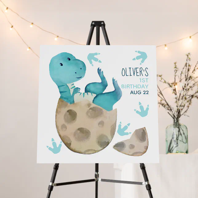 Dinosaur Tyrannosaurus Rex Boy 1st Birthday Party Foam Board | Zazzle