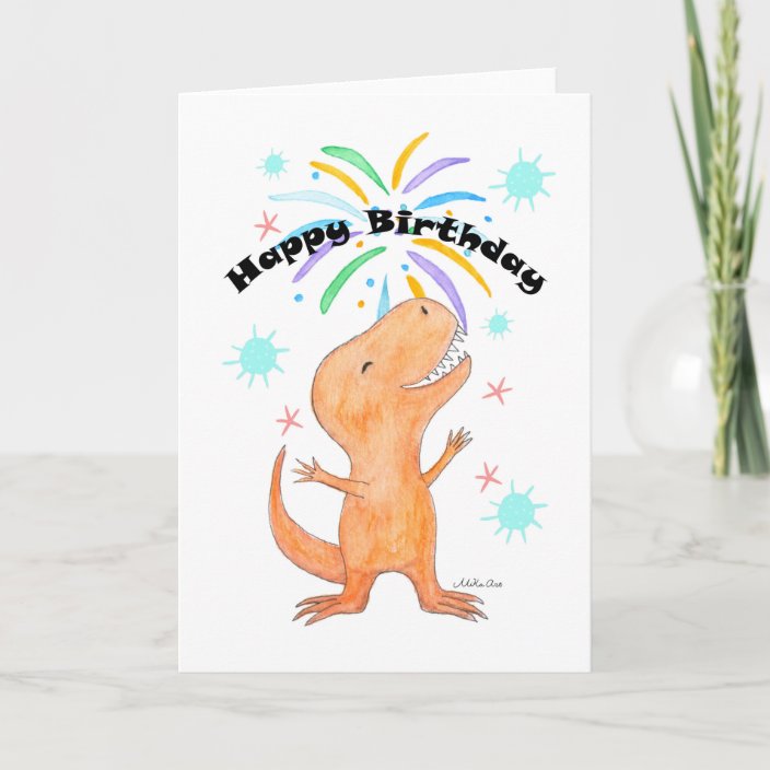 Dinosaur tyrannosaurus T-rex cute happy birthday Card | Zazzle.com