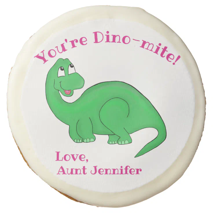 Dinosaur Valentine's Day Funny Sugar Cookie | Zazzle