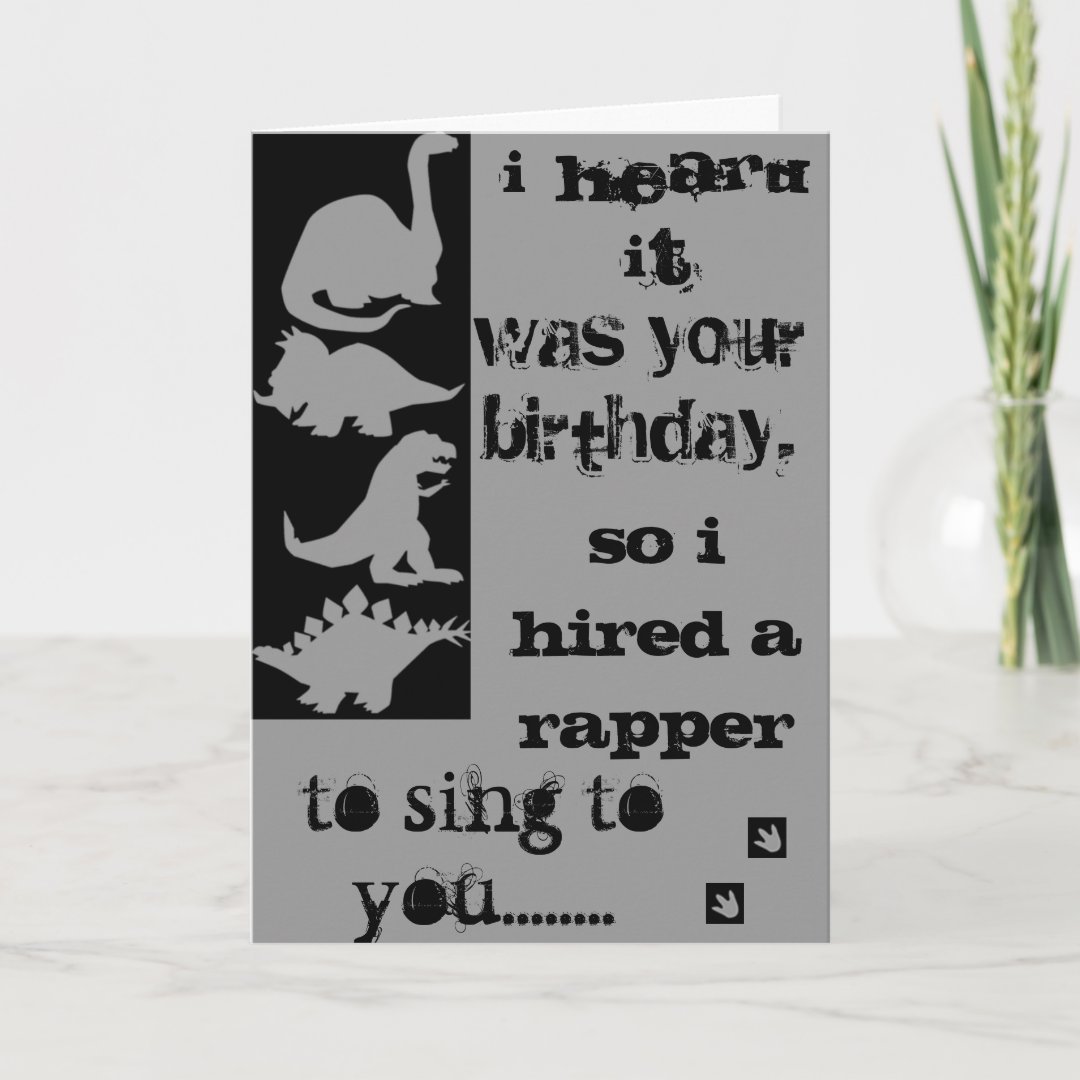 Dinosaur Velociraptor birthday rapper card | Zazzle