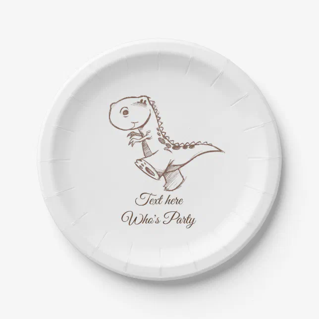 dinosaur, vintage, cute, kids, Paper Plate | Zazzle