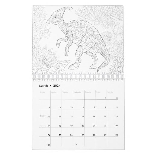 Dinosaurs Coloring Pages Calendar | Zazzle