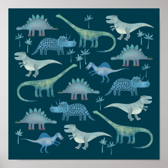 Dinosaurs Dark Green Poster | Zazzle.com